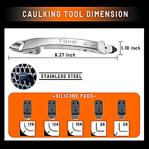 Tijeyi Caulking Tool Kit Stainless Steel Grout Removal Tool,4 in 1 Tile Caulk Remover Tool,Silicone Scraper Caulk Finishing Tools for Kitchen Bathroom Floor Sealant Caulk Window Sink Joint