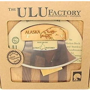 Ulu Factory Alaska Ulu Birch Walnut Stripe Wood Chopping Bowl-board Eagle Head Design Handle