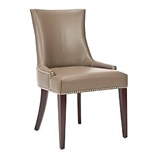 Safavieh Mercer Collection Eva Leather Dining Chair with Trim Nail Head, Grey