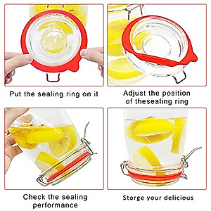 12 Pieces Rubber Seals for Glass Jars, Airtight Silicone Mason Jar Gaskets, Leakproof Silicone Replacement Gaskets for Storage Jars, Elastic and Fits Most Sizes (Red)