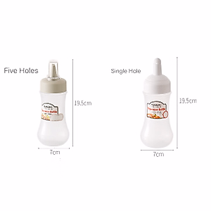 RROAD Measurable Condiment Squeeze Bottle 4PACS Sauce Squeeze Bottle Household plastic squeeze bottle kitchen tomato salad 5-hole squeeze bottle