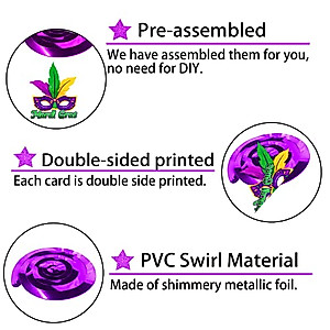 36 Pcs Mardi Gras Decorations Hanging Swirls, NO-DIY Mardi Gras Party Decorations, Mardi Gras Party Supplies Whirls Glitter Foil Ceiling Swirls for Mardi Gras Decor Shrove Tuesday New Oeleans Party