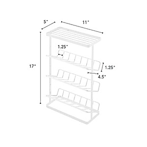 Yamazaki Home Tower Bath Rack - Bathroom Shower Storage Holder, Caddy Shelf Organizer - Medium, 17" - Steel - Holds Up to 9 Dispensers