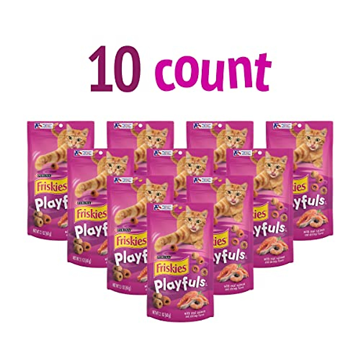 Friskies Purina Playfuls with Salmon and Shrimp Flavor Cat Treats - (10) 2.1 oz. Pouches