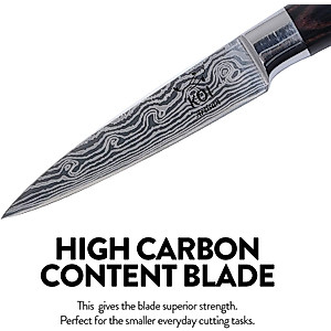 KOI ARTISAN 3.5 Inch Paring Knife, 1 Count, Versatile & Heavy-Duty Mini Chef's Knife for Peeling, Trimming, Slicing Garlic, Onions, Cutting Small Fruits & Vegetables