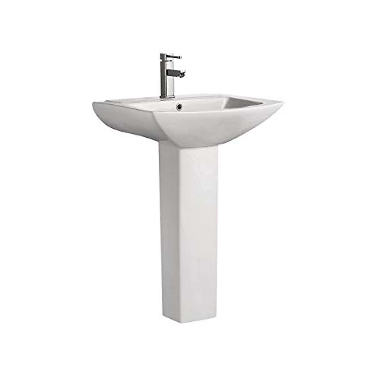 Swiss Madison Well Made Forever SM-PS306 Pedestal Bathroom Sink Single Faucet Hole, 24" W, White