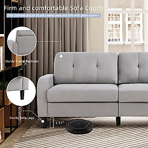 Vongrasig 73" Small Modern Loveseat Sofa Couch, Mid-Century Fabric Low Back 2-Seat Sofa Couch Tufted Love Seat for Living Room, Bedroom, Office, Apartment, Dorm, Studio and Small Space (Light Grey)