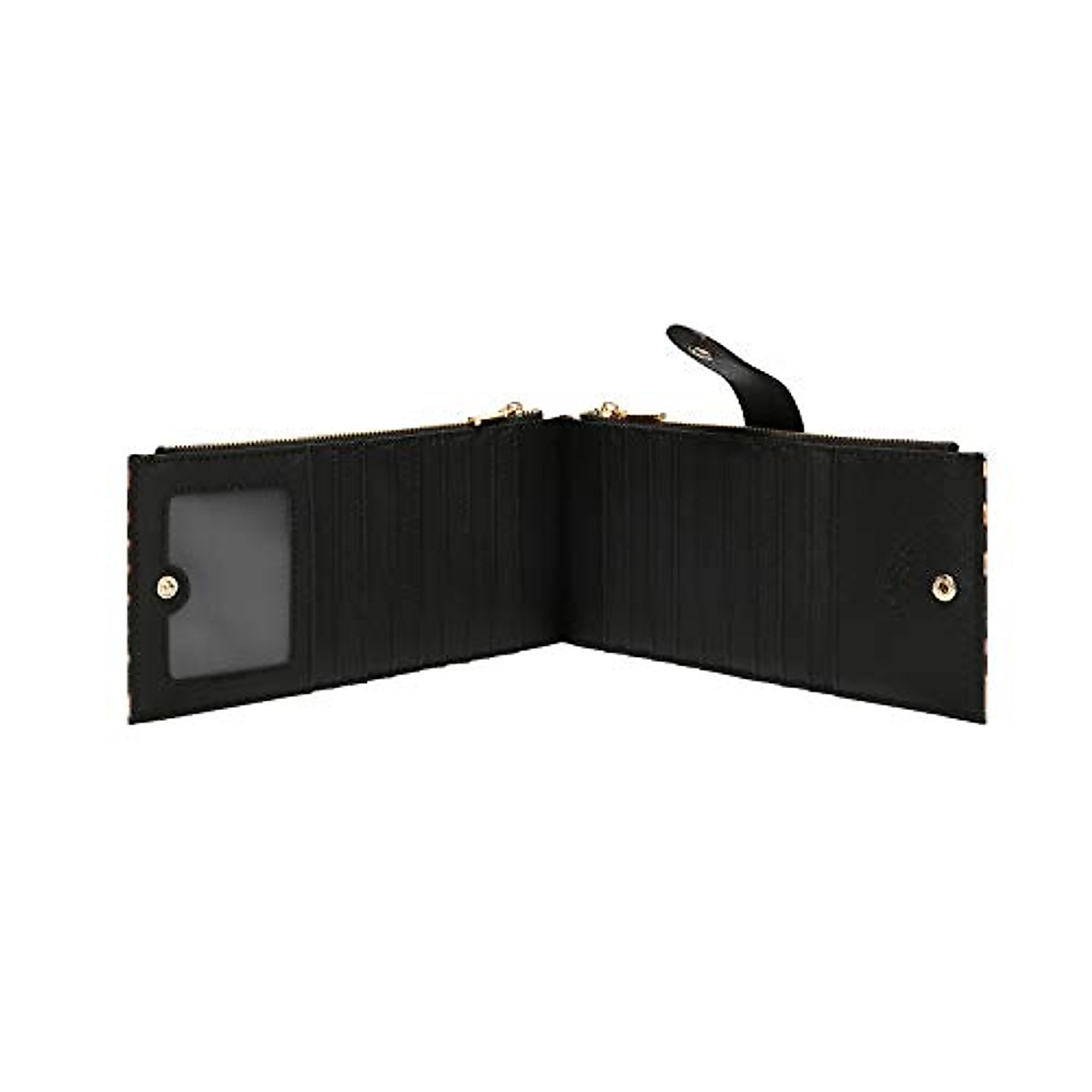 Daisy Rose Women’s Multi-Card Wallet - PU Vegan Leather Wallet for Women, RFID Blocking, Large Capacity With Zipper Pockets - Leopard