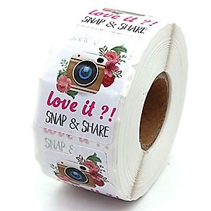 Muminglong 1.5 Inch Camera Retro Flower Stickers, Small Small Shop Stickers, Thank You Sticker,Small Business, Packaging Sticker, 500 PCS