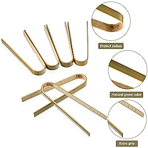 150 Pieces Mini Bamboo Disposable Tongs 4 Inch Bamboo Tongs Toast Tongs Disposable Cooking Utensils Disposable Wooden Cooking Tongs Natural Green for Catering Buffet Home Use Tea Supplies