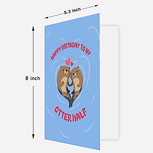 OfficeKolor Birthday Card for Husband Fiance, Romantic Birthday Card for Wife Boyfriend Girlfriend, Happy Birthday To My Otter Half, Birthday Gift Cards for Him Her 8/ x 5.3/ OFF-LoveBR-OtterHalf