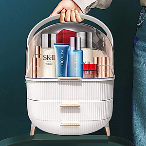 KOSA Large Makeup Organizer,Travel Makeup Case,Clear Cosmetic Storage Organizer,Looks Elegant Sitting on Your Vanity, Bathroom Counter or Dresser. Clear Design for Easy Visibility.(White)