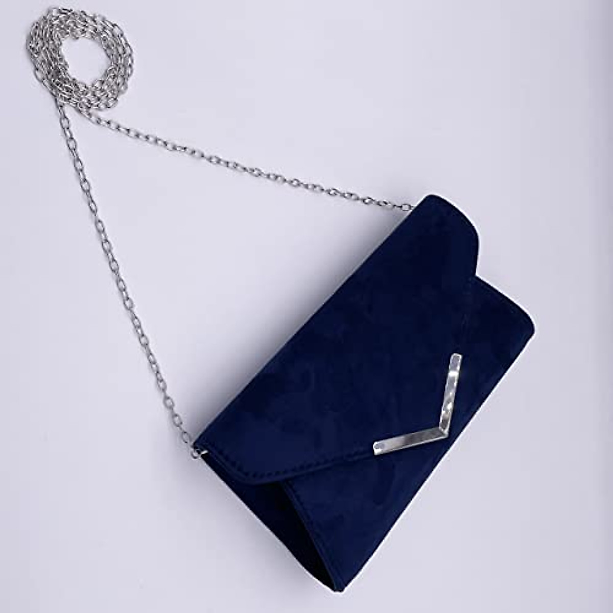 Milisente Solid Clutch Purses For Women Large Wedding Suede Purses For Ladies Evening(Navy Blue)