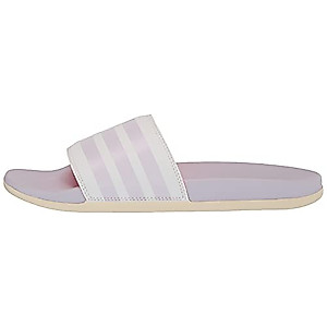 adidas Women's Adilette Comfort Slides Sandal, White/Purple Tint/Wonder White, 8