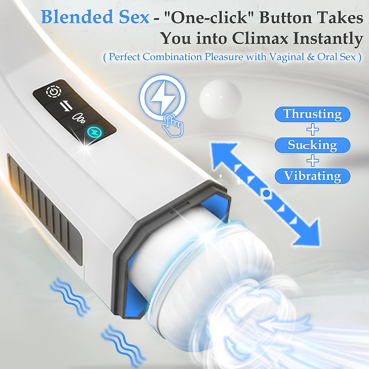 3 in 1 Thrusting Sucking Vibrating Automatic Male Masturbator, Adult Sex Toys for Men, Blowjob Sex Machine Men's Sex Toy Stroker Penis Vibrator, Hands Free Masturbators Pocket Pussy for Men Pleasure