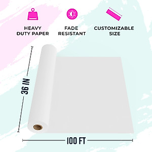 White Kraft Arts and Crafts Paper Roll - 36 inches by 100 Feet (1200 Inch) - Ideal for Paints, Wall Art, Easel Paper, Fadeless Bulletin Board Paper, Gift Wrapping Paper and Kids Crafts - Made in USA