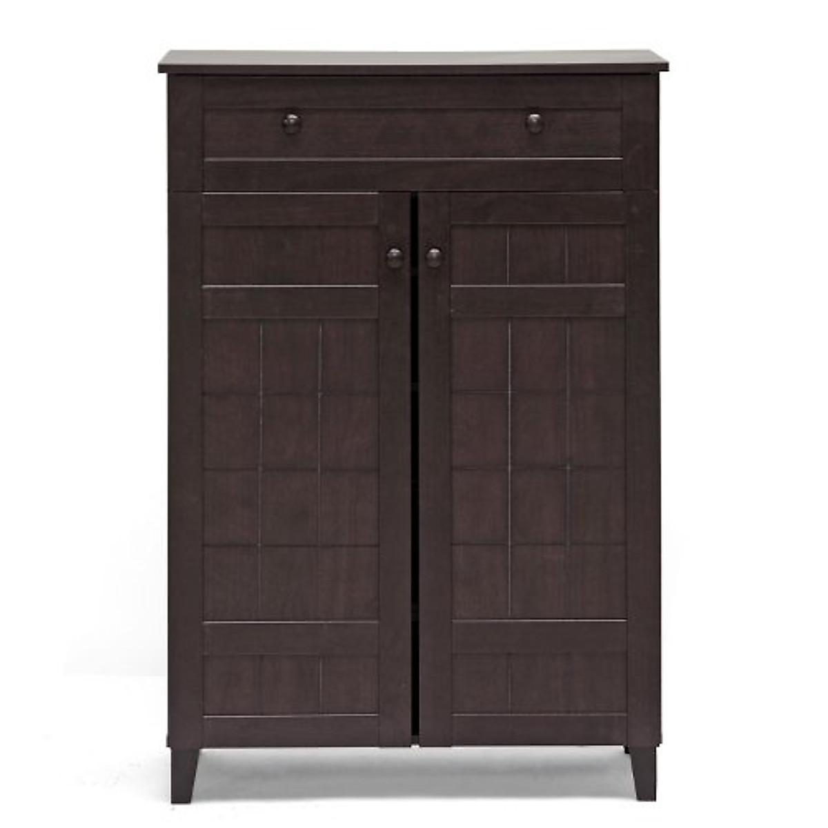 Baxton Studio Glidden Wood Modern Shoe Cabinet, Tall, Dark Brown