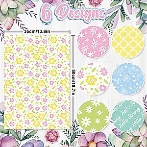 Whaline 90 Sheet Spring Tissue Paper Colorful Floral Pattern Gift Wrapping Paper 6 Flower Design Pastel Easter Tissue Paper for Spring Birthday Wedding Gift Packing DIY Art Craft, 13.8 x 19.7in