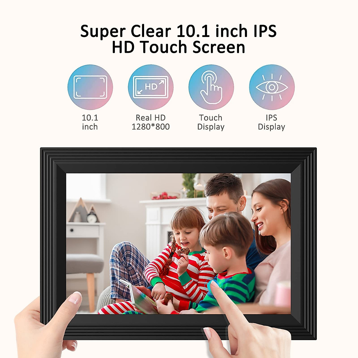 Mvgges Digital Picture Frame 10.1 Inch WiFi Digital Photo Frame, 16GB Storage, Auto-Rotate, IPS Touch Screen, Wall-mountable, Share Photos and Videos Instantly via Free App from Anywhere