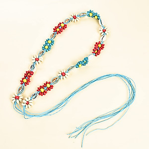 ILuvatar Women's tassel knotted belt thin belt women's Bohemian style cross knotted hand woven belt Wooden beads knotted waist rope