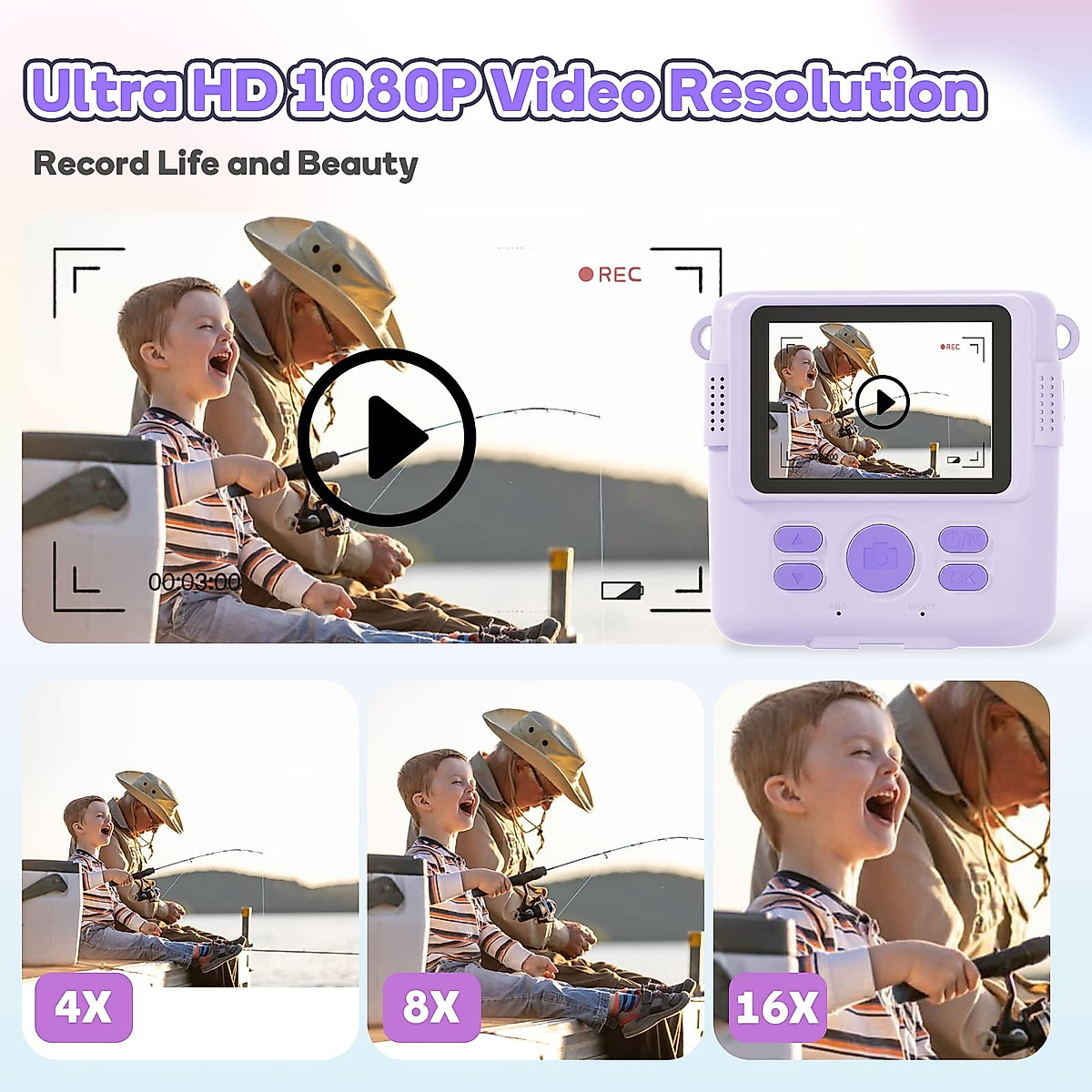 Kids Camera Instant Print, Christmas Birthday Gifts for Girls and Boys Age 3-12,1080P Kids Instant Cameras That Print Photos,Portable Toddler Toy for 3 4 5 6 7 8 9 10 11 Year Old Boys (Purple)