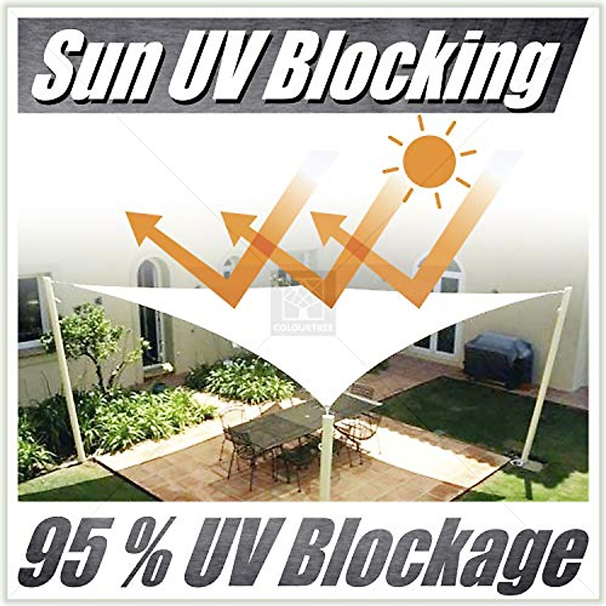 ColourTree CTAPT22 Custom Size Order to Make 11' x 13' x 17' Sand Beige Right Triangle Sun Shade Sail Canopy Mesh Fabric UV Block - Commercial Heavy Duty - 190 GSM - 3 Years Warranty