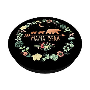Mama Bear Gift - Rose Flowers Mama Bear with 2 Cubs PopSockets PopGrip: Swappable Grip for Phones & Tablets