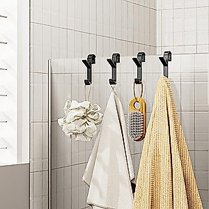 niffgaff 6 Pcs Metal Over The Door Hooks Bathroom Robe Towel Hooks Over Rod Rail Towel Holder, Shower Hooks, Heated Towel Radiator Hook, S Hooks for Rack Shelf Closet Hooks for Hanging, Rustproof