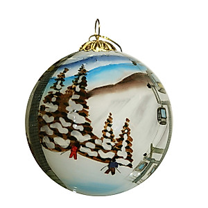 Blown Glass Christmas Ornament | Aspen Gondola | Hand Painted Inside | Original Art | Includes Gift Box