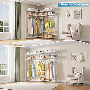 VIPEK V30 Heavy Duty Clothes Rack with 7 Adjustable Shelves & 2 Hang Rods, Portable Closet Rack, Metal Clothing Rack, Freestanding Wardrobe Closet for Hanging Clothes, Max Load 870lbs