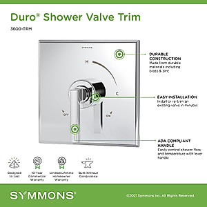 Symmons 3600-TRM Duro Shower Valve Trim in Polished Chrome (Valve Not Included)