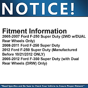 Detroit Axle - Brake Pads for DRW 2005-2012 Ford F-250 F-350 Super Duty Ceramic Brake Pads 2006 2007 2008 2009 2010 2011 Replacement Brakes Front & Rear