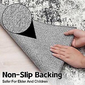 9x12 Area Rugs Living Room Rugs: Large Washable Rug with Anti-Slip Backing Non-Shedding Stain-Resistant Soft Abstract Carpet for Bedroom Dining Room Nursery Home Office - Black