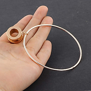 TIANCI FBYJS 3 Pairs Surgical Steel Ear Tunnels Rose Gold Large Hoop Ear Plugs Expander Dangle Gauges Stretcher Piercing…