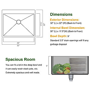 Bonnlo 32 Inch Kitchen Sink Drop-in with Sink Protector 18 Gauge, Workstation Sink, Stainless Steel Single Bowl Top mount Farmhouse Kitchen Sinks for RV, Travel Trailer, Garage, 32x22x9