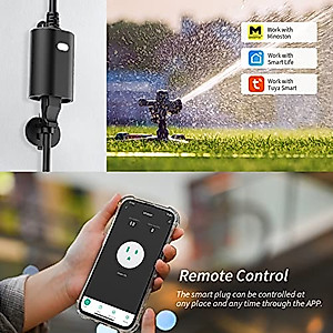 Minoston Smart Plug, Energy Monitoring Smart Plug Power Monitor WiFi, Work with Alexa, Outdoor IP65 Waterproof Plugs Outlet Work with Smart Life, 15A, 2.4Ghz WiFi Only (MP22WP)