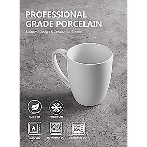 Sweese 611.001 Porcelain Mugs - 12 Ounce for Coffee, Tea, Mocha and Mulled Drinks - Set of 6, White