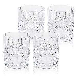 BELLAFORTE Shatterproof Tritan Plastic Short Tumbler, Set of 4, 13oz - Myrtle Beach Drinking Glasses, Unbreakable Glasses for Indoor and Outdoor Use - BPA Free - Clear