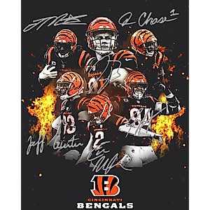 Ikonic Fotohaus Joe Burrow Ja'Marr Chase Mixon Gunter Hubbard McPherson Signed Photo Autograph Print Wall Art Home Decor