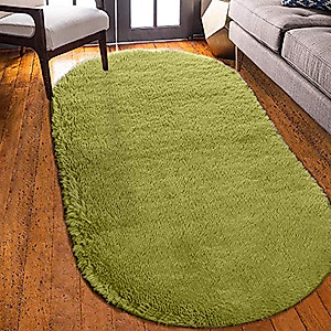YOH Ultra Soft Shag Rug Fluffy Plush Area Rugs Bedroom Rugs for Living Room Dorm Patio Girls Kids Room Nursery Home Decorative Carpets, 2.6’x5.3’(Green)