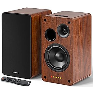Saiyin Bluetooth Bookshelf Speakers, Powered Speakers with 5 Inch Woofer, Active Bookshelf Speakers 40W X 2, Optical/RCA inputs/Subwoofer Line Out for Turntable, TVs，Computer PC Monitor Speakers