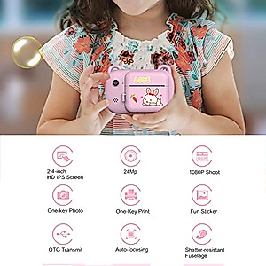 Camera for Kids, Digital Camera for Boys and Girls, 24MP Children's Camera, Full HD 1080p Rechargeable Electronic Mini Camera for Students, Teens, Point and Shoot Digital Cameras