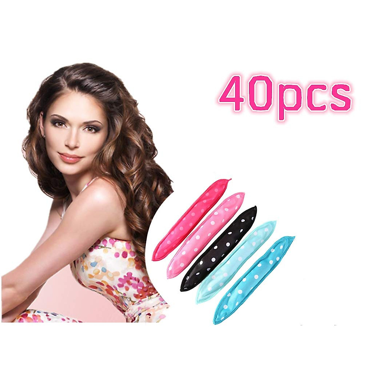 Locisne 40pcs No Heat Curlers You Can Sleep in, Hair Rollers for Long Hair DIY(5 Colors)