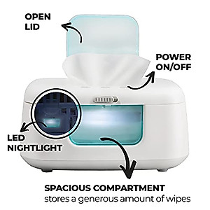 TinyBums Baby Wipe Warmer & Dispenser with LED Changing Light & On/Off Switch - Jool Baby