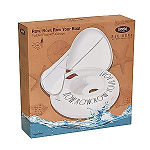 Rae Dunn Toddler Float with Canopy by CocoNut Float Row Row Row Your Boat Theme - Child Sized Inflatable Raft & Durable Water Toy - Stable Ride-On for Summer Parties & Swim Events