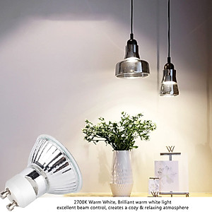 XBOCMY GU10 Halogen Light Bulbs, 6 Pack 120V 50W MR16 GU10 MR16 Track Light Bulbs with Changer, Dimmable, gu10+c 120v 50w for Track&Recessed Lighting, High Brightness with Glass Cover, Long Lifespan