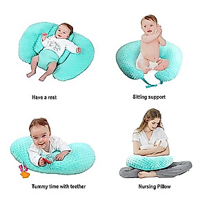 vocheer Baby Nursing Pillows for Breastfeeding, Multifunctional Ultra Soft Minky Nursing Pillow for Baby Boys and Girls, Baby Feeding Support Pillow for Newborn, Green