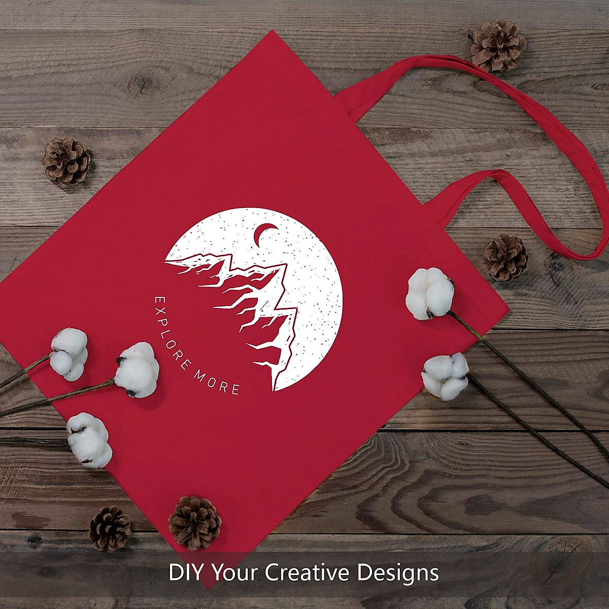 TOPDesign 6-Pack Economical 16"x15" Red Cotton Tote Bag, Lightweight Medium Reusable Grocery Shopping Cloth Bags, Suitable for DIY, Advertising, Promotion, Gift, Activity