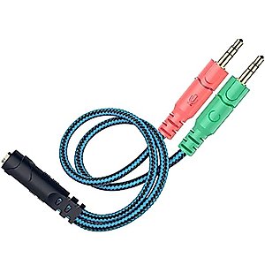 PC Splitter Cable Headset Adapter Splitter Compatible with AstroA10 A10 A40 Turtle Beach HyperX Cloud SteelSeries and Similar Gaming Headsets with Headphone & Mic