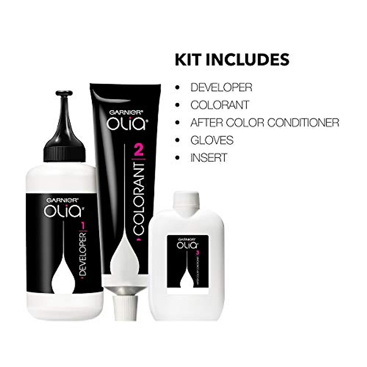 Garnier Olia Ammonia-Free Brilliant Color Oil-Rich Permanent Hair Color, 1.0 Black (Pack of 1) Black Hair Dye (Packaging May Vary)